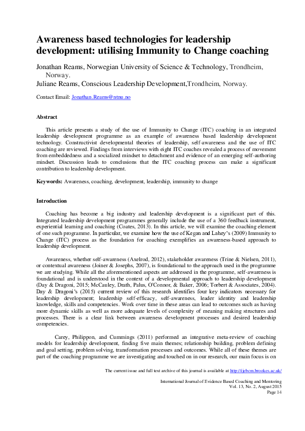 (PDF) Awareness based technology for leadership development: Utilizing ...