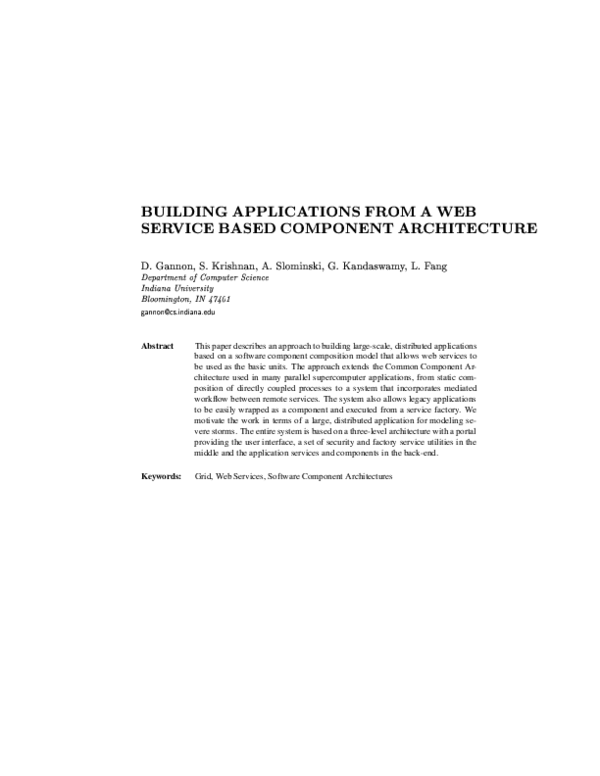 Pdf Building Applications From A Web Service Based Component Architecture Dennis Gannon