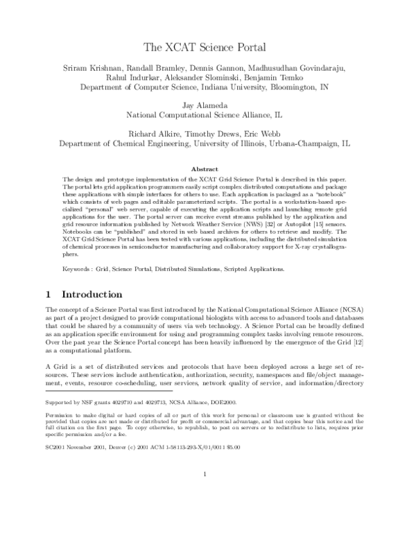 (PDF) XCAT Grid Science Portal: Simplifying Distributed Computation
