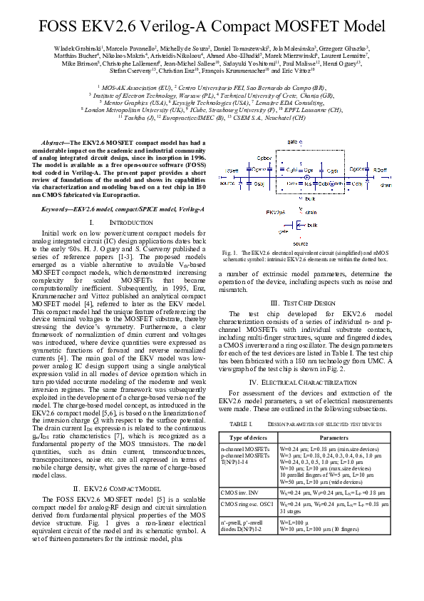 (PDF) FOSS EKV2.6 Verilog-A Compact MOSFET Model