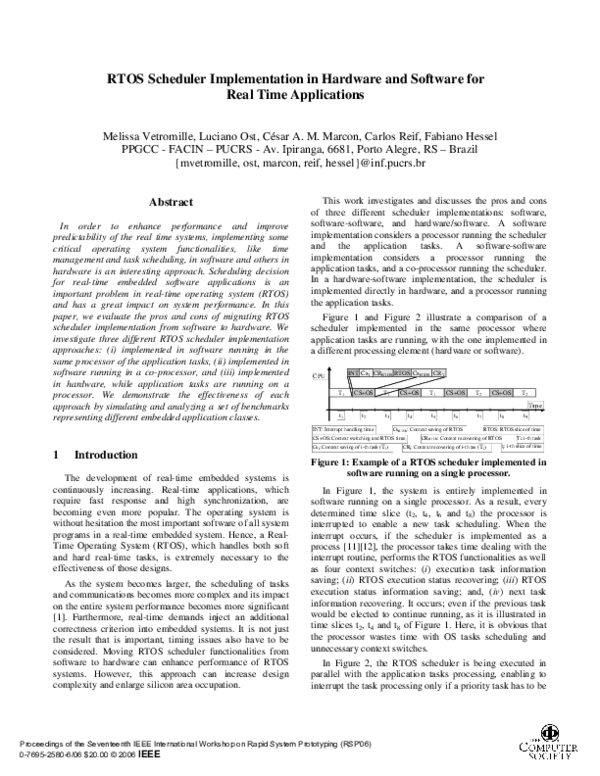 (PDF) RTOS Scheduler Implementation in Hardware and Software for Real Time Applications