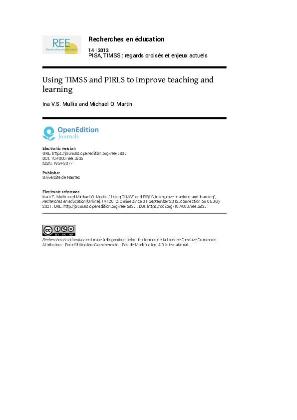 (PDF) Using TIMSS and PIRLS to improve teaching and learning