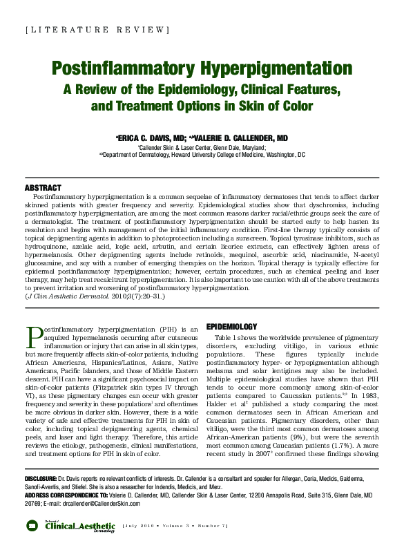 (PDF) Post-Inflammatory Hyperpigmentation: A Review of Treatment Strategies