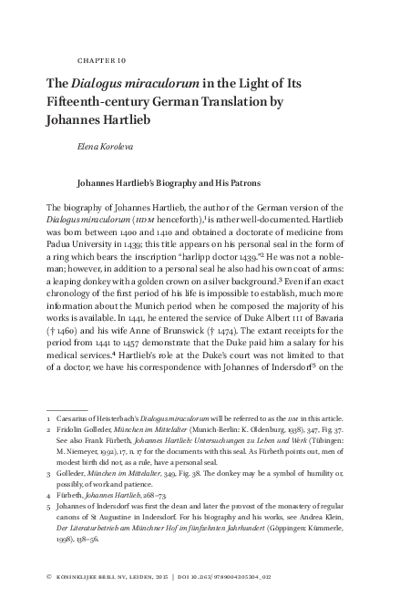 (PDF) 10 The Dialogus miraculorum in the Light of Its Fifteenth-century ...