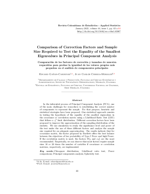 Pdf Comparison Of Correction Factors And Sample Size Required To Test