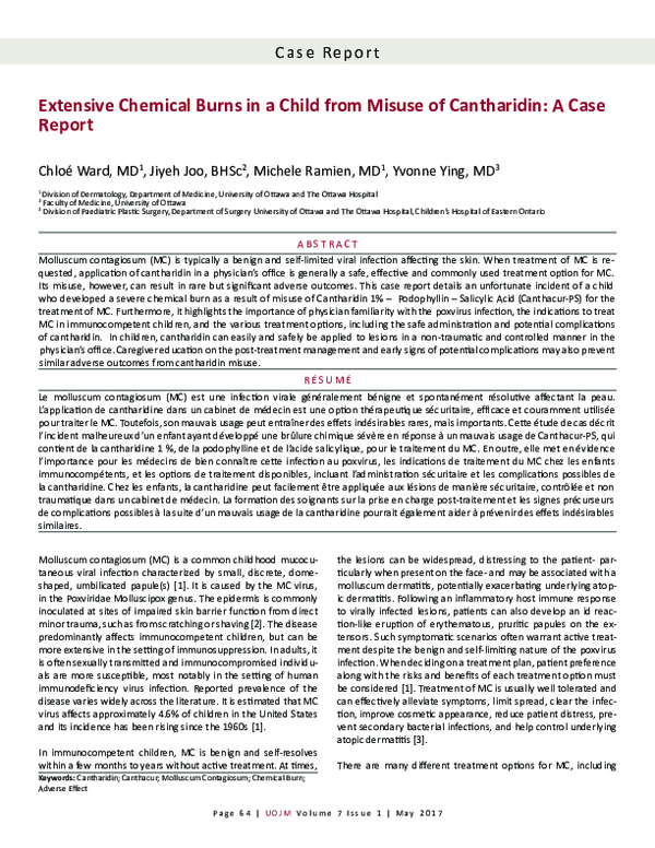 (PDF) Extensive chemical burns in a child from misuse of cantharidin: a ...