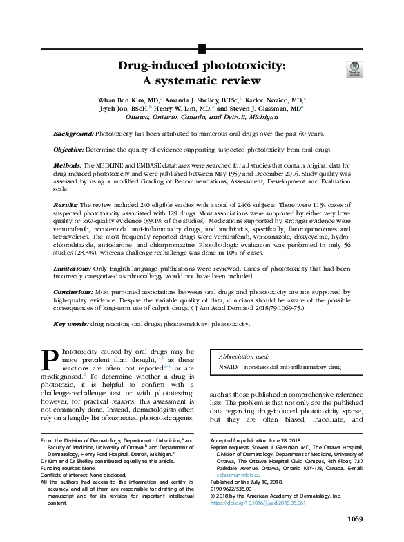 (PDF) Drug-induced phototoxicity: A systematic review