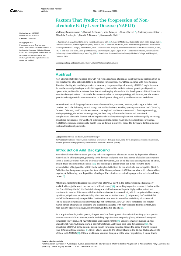 (PDF) Factors That Predict the Progression of Non-alcoholic Fatty Liver ...