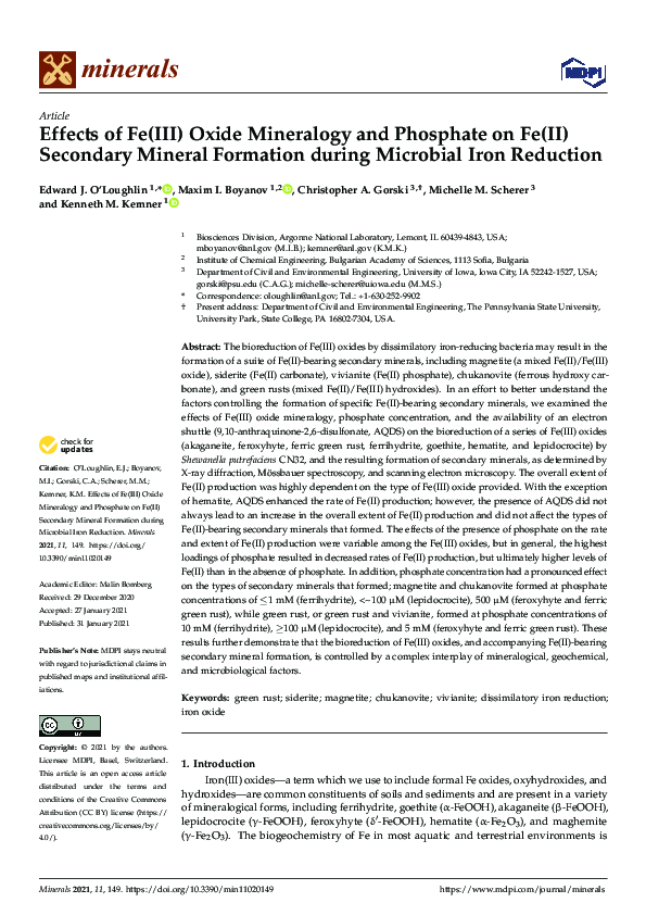 Pdf Effects Of Fe Iii Oxide Mineralogy And Phosphate On Fe Ii
