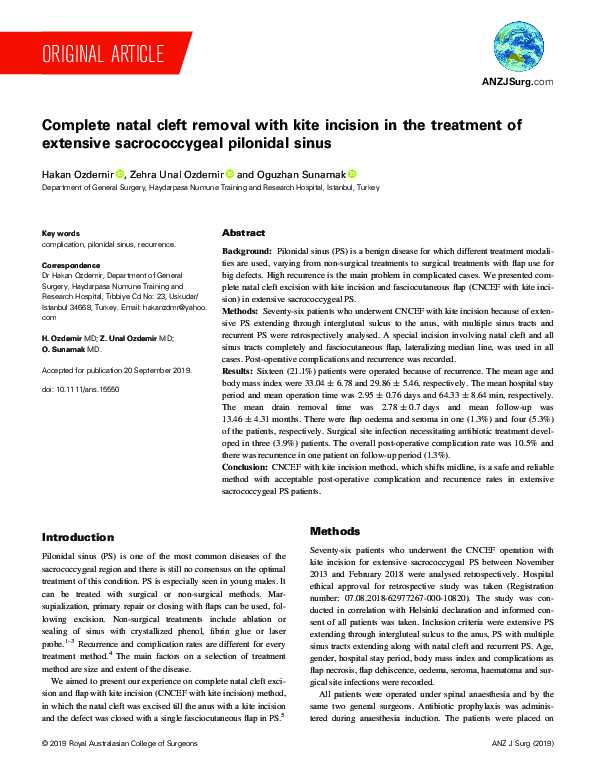 Complete natal cleft removal with kite incision in the treatment of ...