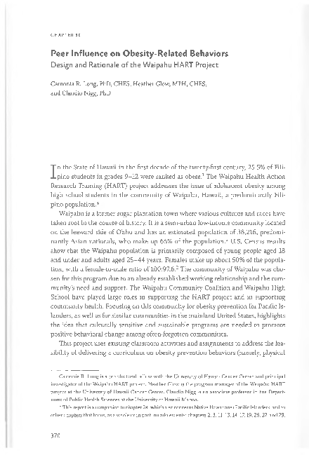 (PDF) Peer Influence on Obesity-Related Behaviors: Design and Rationale ...