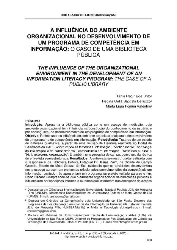 (PDF) A influência do ambiente organizacional no desenvolvimento de um ...
