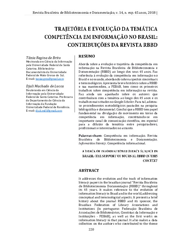 (PDF) Trajetória e evolução da temática competência em informação no ...