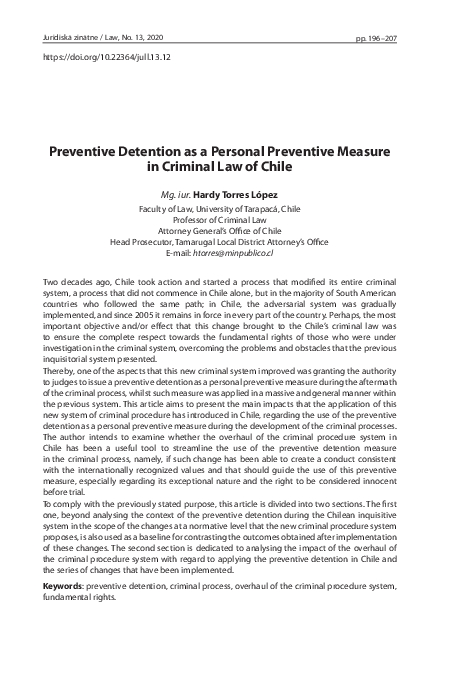 (PDF) Preventive Detention as a Personal Preventive Measure in Criminal ...