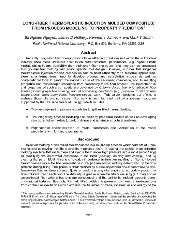 (PDF) Long-Fiber Thermoplastic Injection Molded Composites: from ...