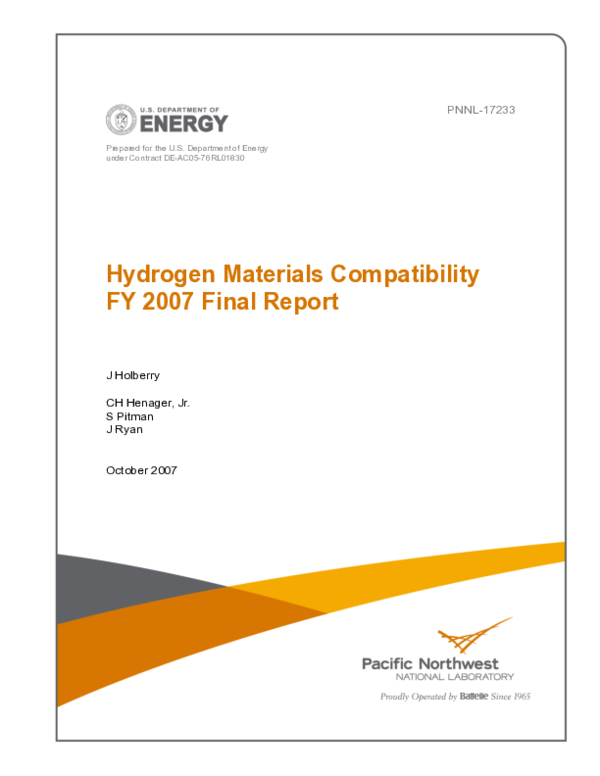 (PDF) Hydrogen Materials Compatibility - FY 2007 Final Report