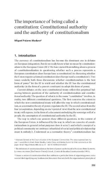 (PDF) The importance of being called a constitution: Constitutional ...