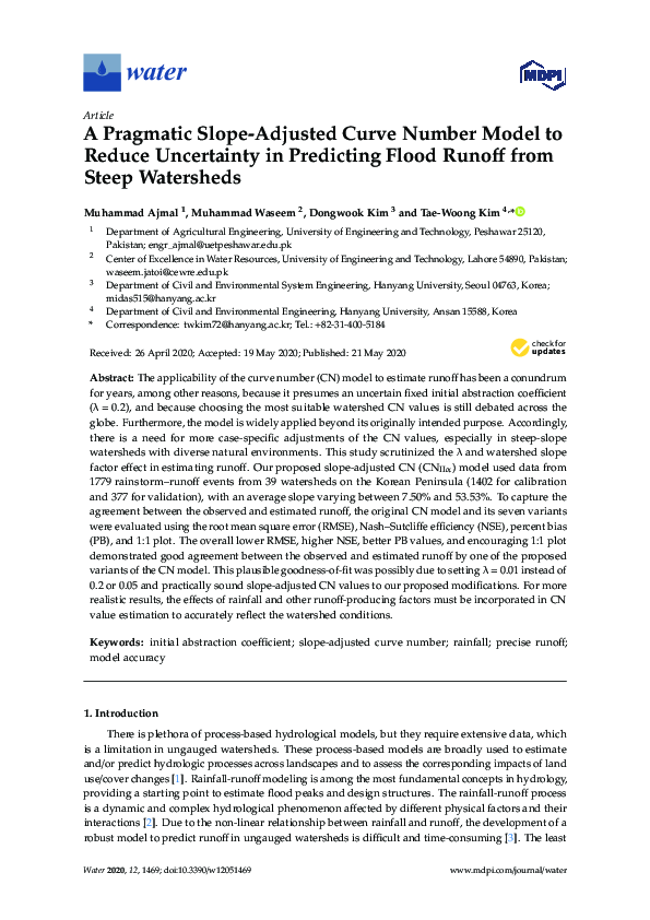(PDF) A Pragmatic Slope-Adjusted Curve Number Model to Reduce ...