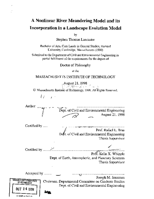 (PDF) A nonlinear river meandering model and its incorporation in a ...