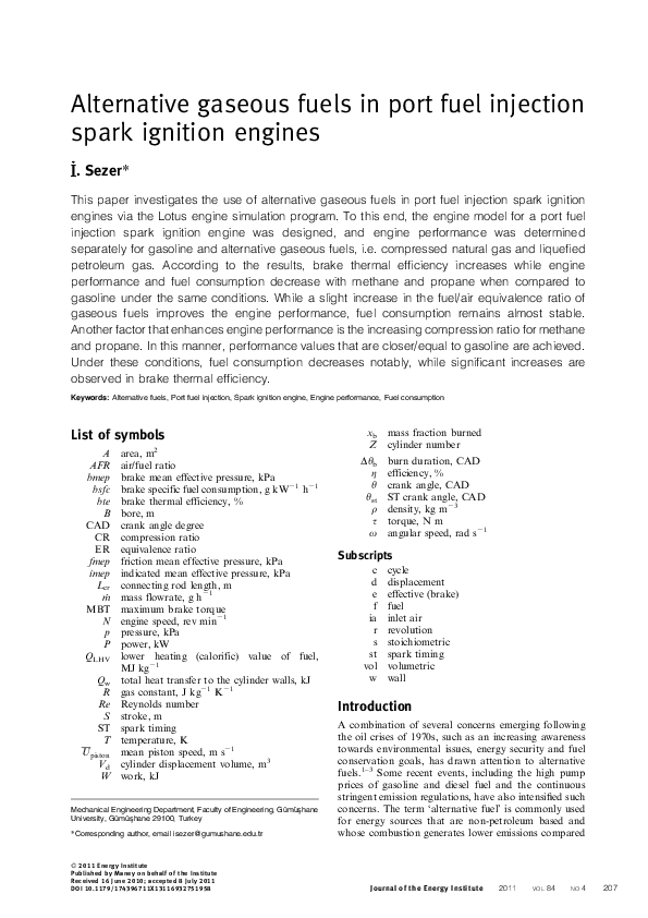 (PDF) Alternative gaseous fuels in port fuel injection spark ignition ...