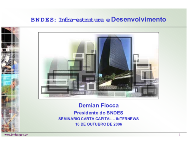 (PDF) BNDES: infra-estrutura e desenvolvimento