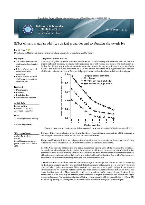 (PDF) Effect of nano materials additives on fuel properties and combustion characteristics
