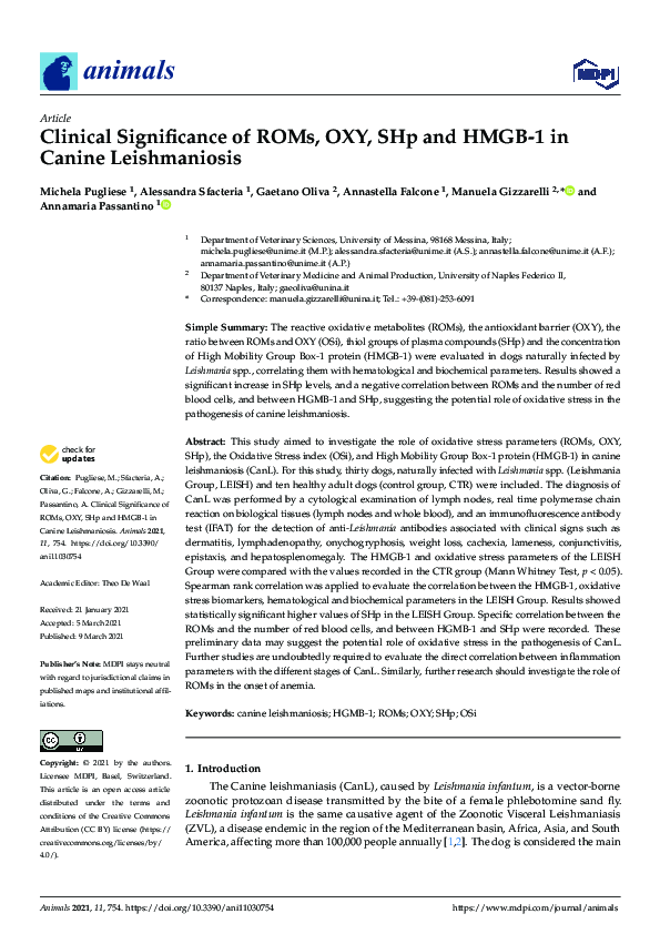 (PDF) Clinical Significance of ROMs, OXY, SHp and HMGB-1 in Canine ...
