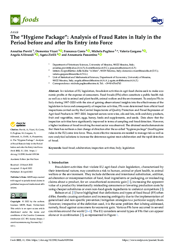(PDF) The “Hygiene Package”: Analysis of Fraud Rates in Italy in the ...