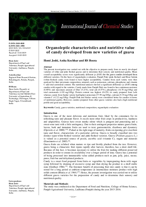 (PDF) Organoleptic characteristics and nutritive value of candy ...