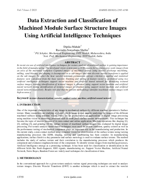 (PDF) Data Extraction and Classification of Machined Module Surface Structure Images Using ...