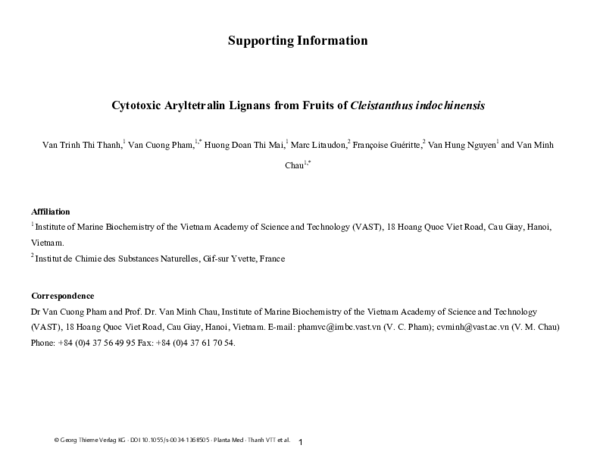 (PDF) Cytotoxic Aryltetralin Lignans from Fruits of Cleistanthus ...