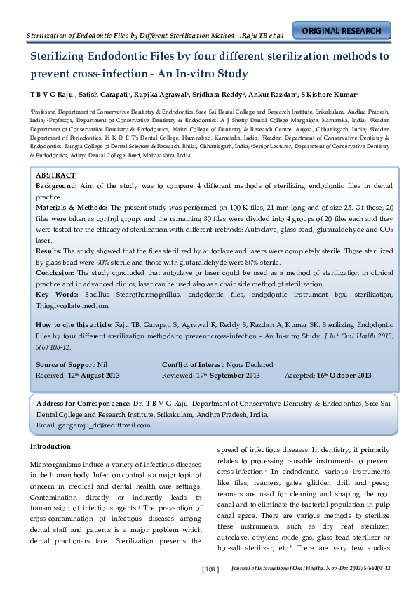 (PDF) Sterilizing Endodontic Files by four different sterilization ...