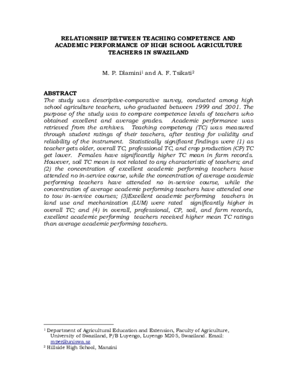 (PDF) Relationship between teaching competence and academic performance ...