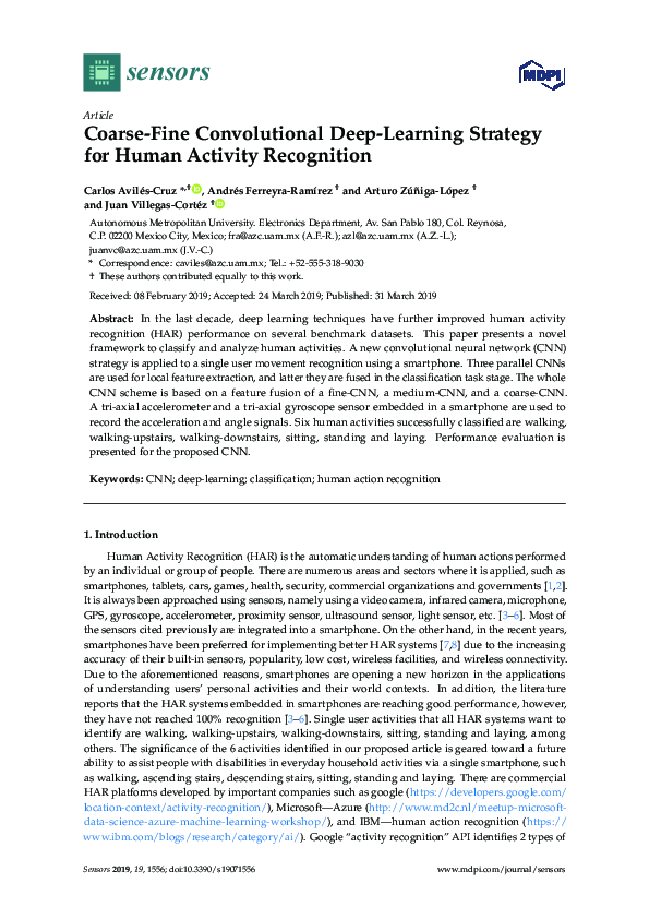 (PDF) Coarse-Fine Convolutional Deep-Learning Strategy for Human Activity Recognition