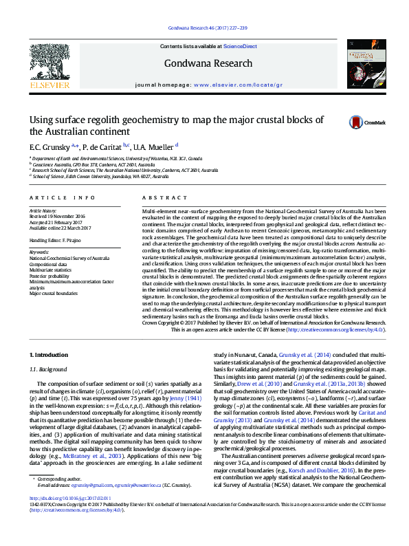 (PDF) Using surface regolith geochemistry to map the major crustal ...