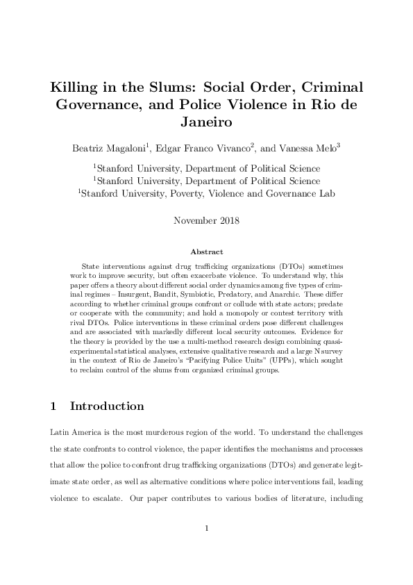 (PDF) Killing in the Slums: The Problems of Social Order and Police ...