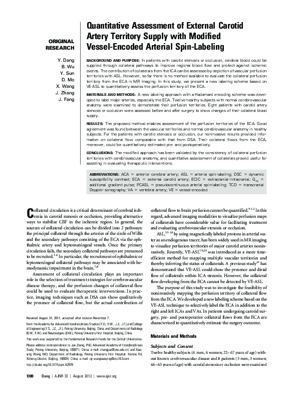 (PDF) Quantitative Assessment of External Carotid Artery Territory ...