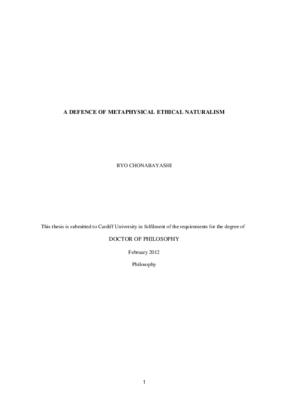 (PDF) A defence of metaphysical ethical naturalism