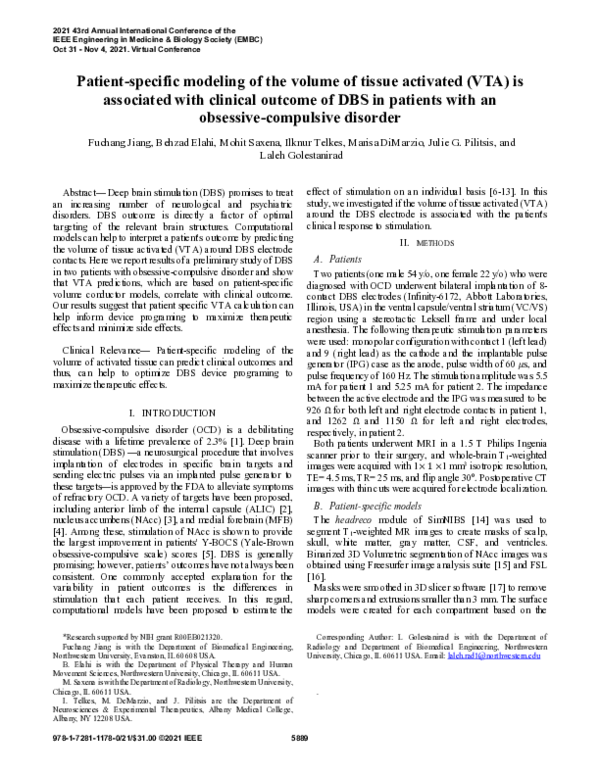 (PDF) Patient-specific modeling of the volume of tissue activated (VTA ...
