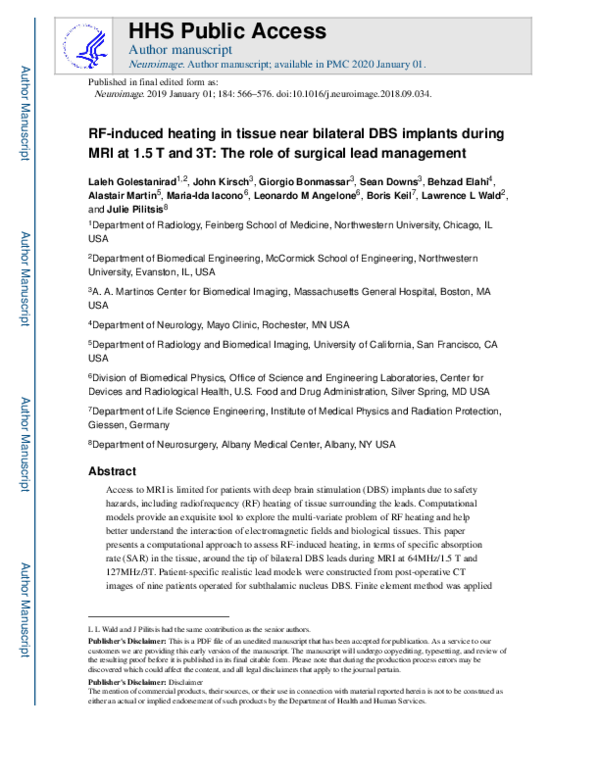 (PDF) RF-induced heating in tissue near bilateral DBS implants during ...