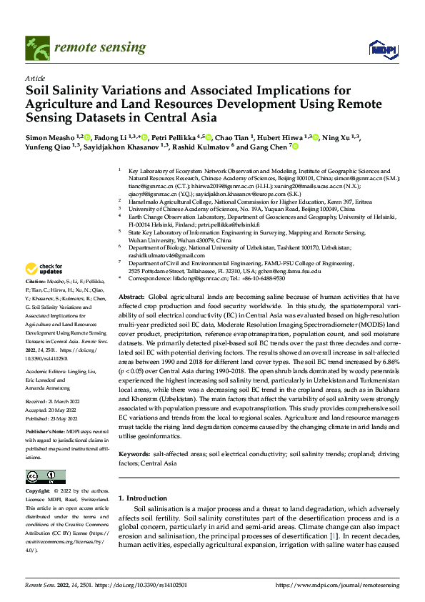 (PDF) Soil Salinity Variations and Associated Implications for Agriculture and Land Resources ...