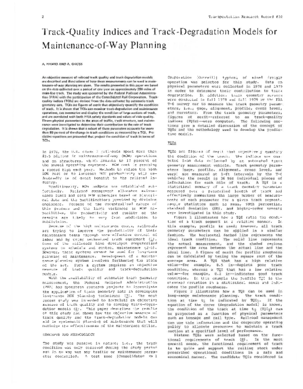 (PDF) Track-Quality Indices and Track-Degradation Models for ...