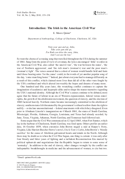(PDF) Introduction: The Irish in the American Civil War
