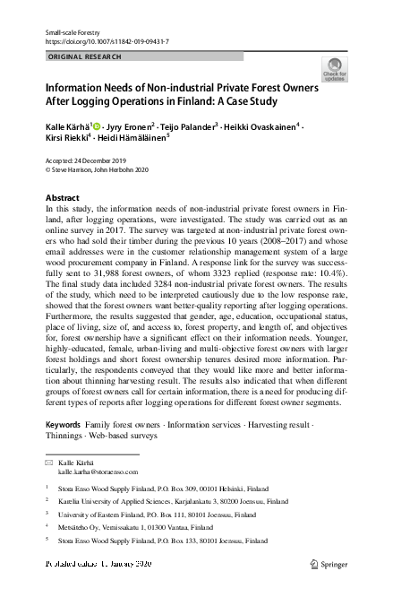 (PDF) Information Needs of Non-industrial Private Forest Owners After ...