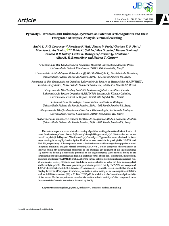 (PDF) Pyrazolyl-Tetrazoles and Imidazolyl-Pyrazoles as Potential ...