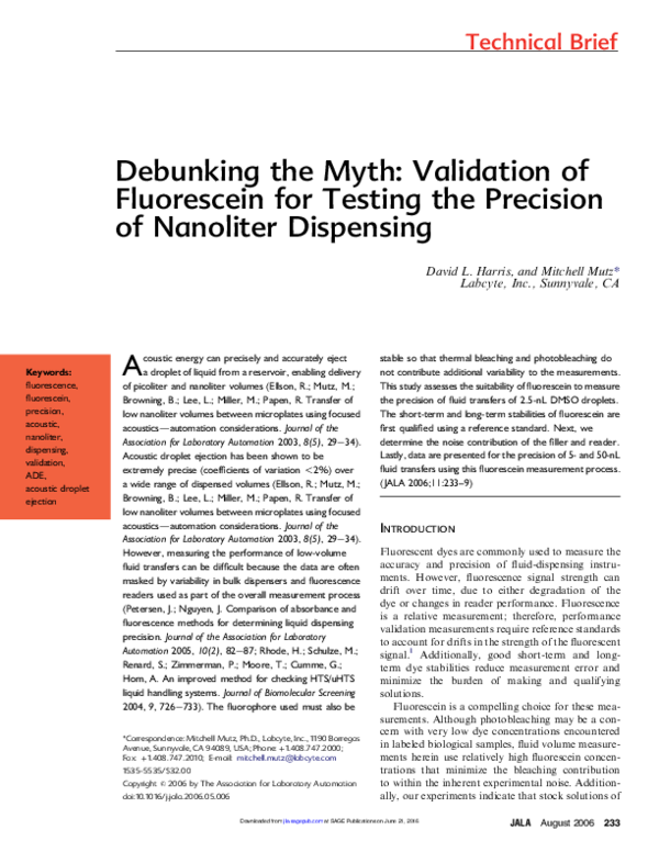(PDF) Debunking the Myth: Validation of Fluorescein for Testing the ...