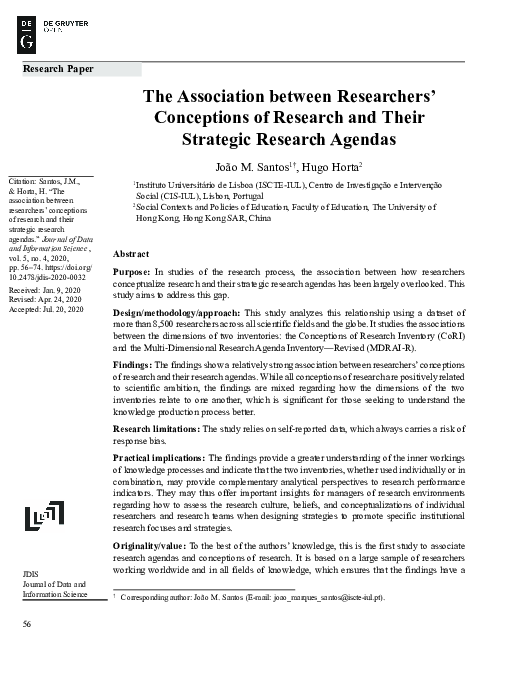 (PDF) The Association between Researchers’ Conceptions of Research and ...