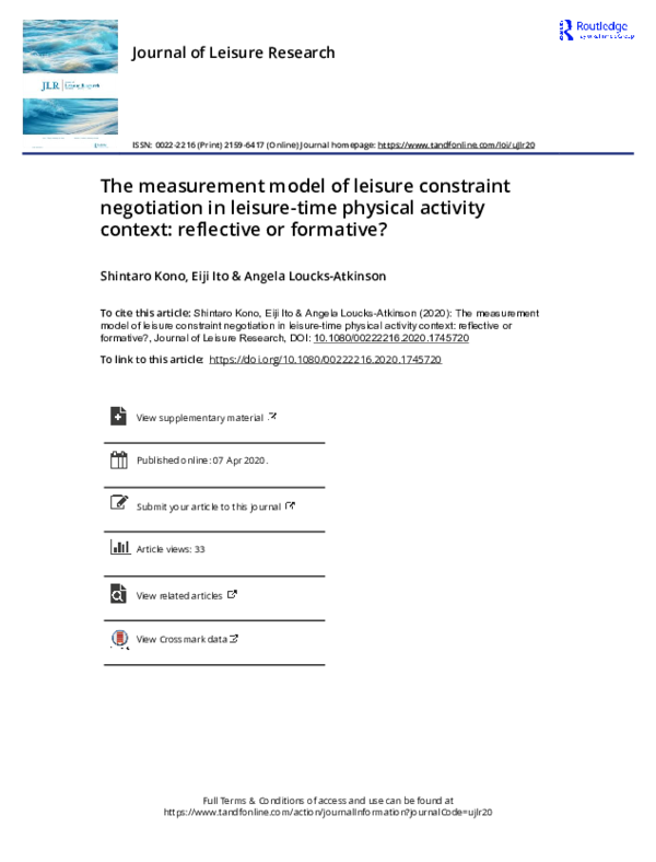 (PDF) The measurement model of leisure constraint negotiation in ...