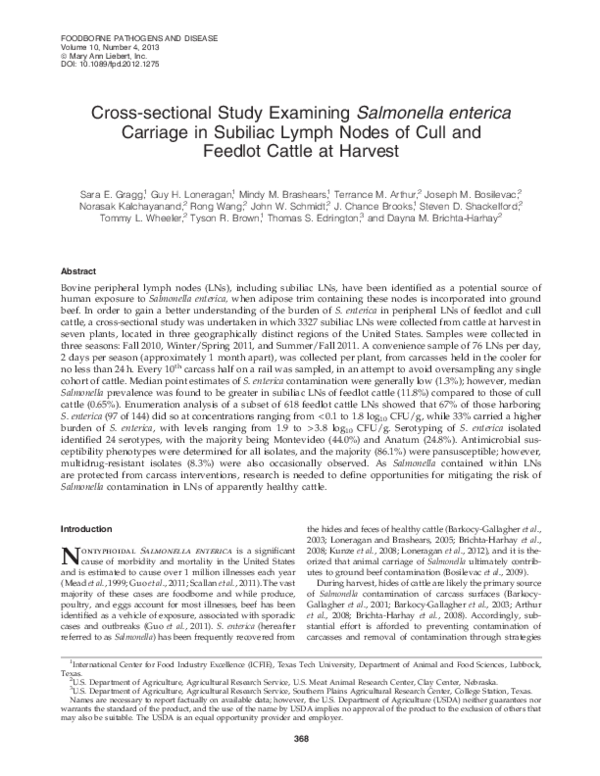 (PDF) Cross-sectional Study ExaminingSalmonella entericaCarriage in ...