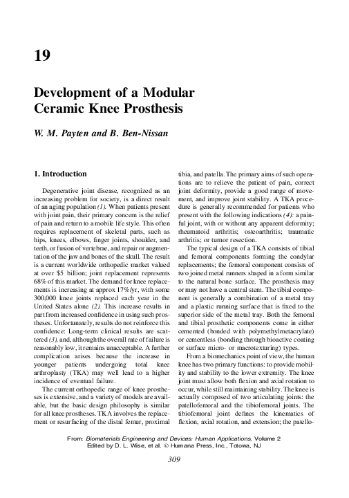 (PDF) Development of a Modular Ceramic Knee Prosthesis